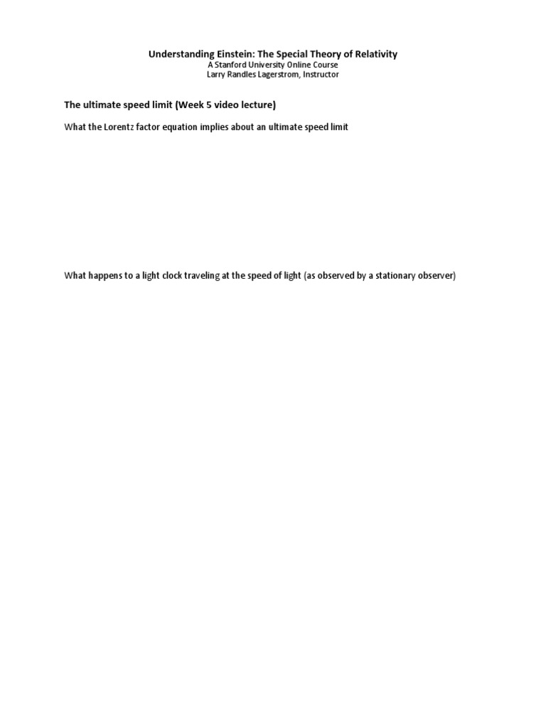 Understanding Einstein: The Special Theory of Relativity | PDF