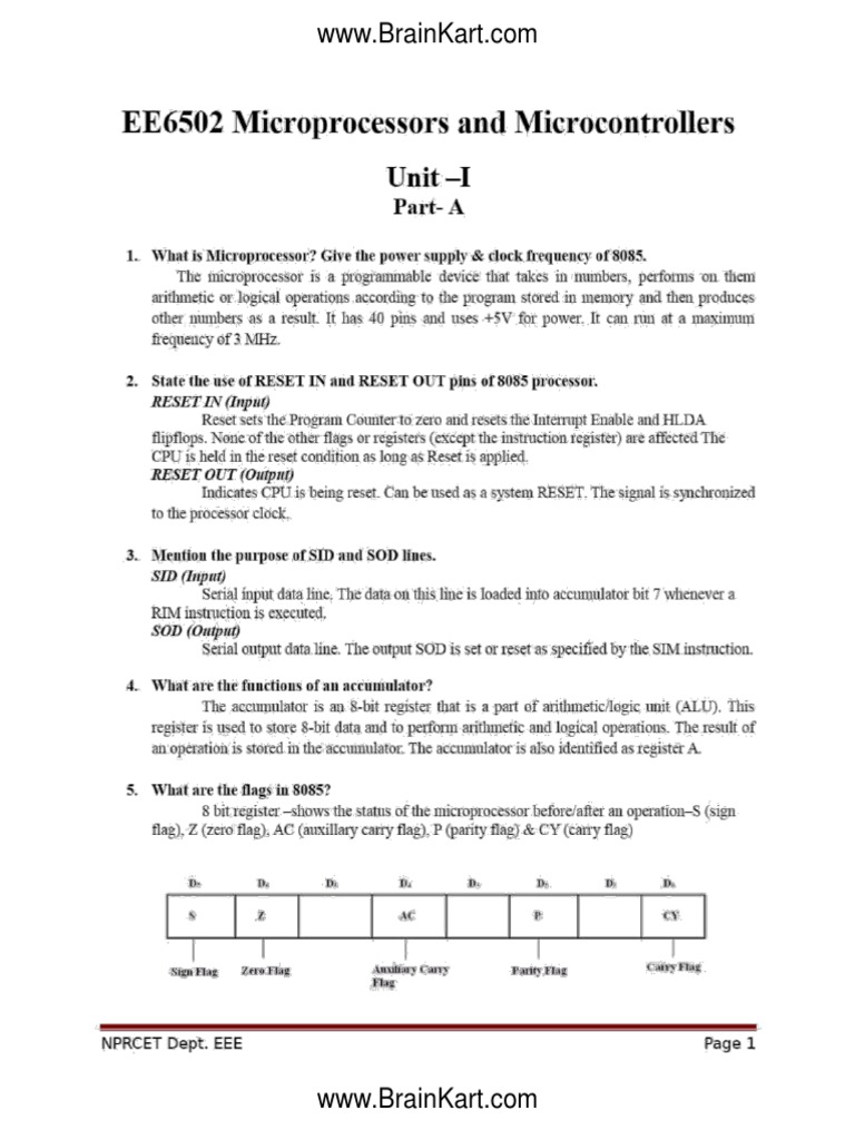 125 - EE8551, EE6502 Microprocessors and Microcontrollers - Important Questions | PDF