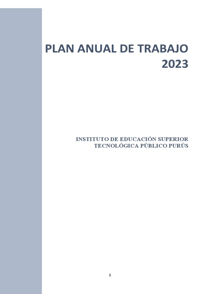 Plan Anual de Trabajo 2023: Instituto de Educación Superior Tecnológica ...