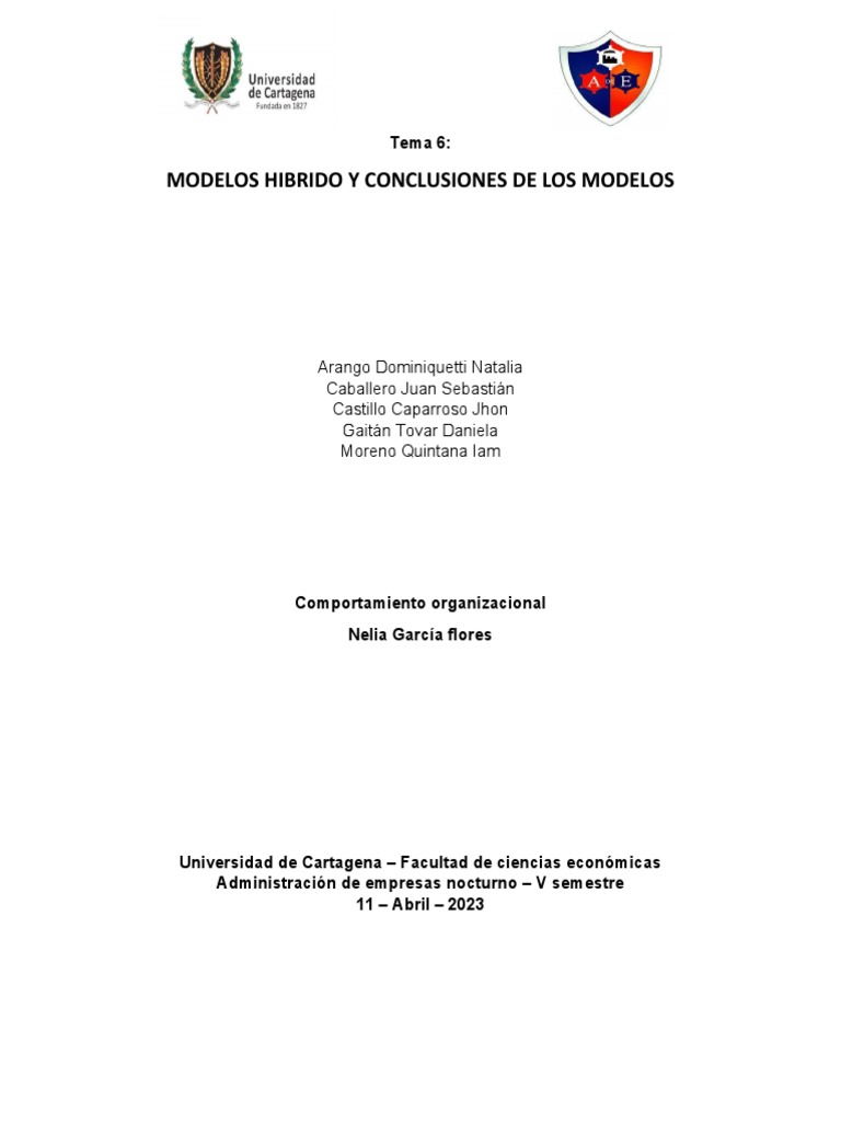 TEMA 6 - Modelos Hibrido y Conclusiones de Los Modelos | PDF | Comportamiento organizacional ...