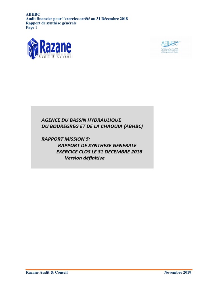 Rapport d'Audit ABHBC 2018 | PDF