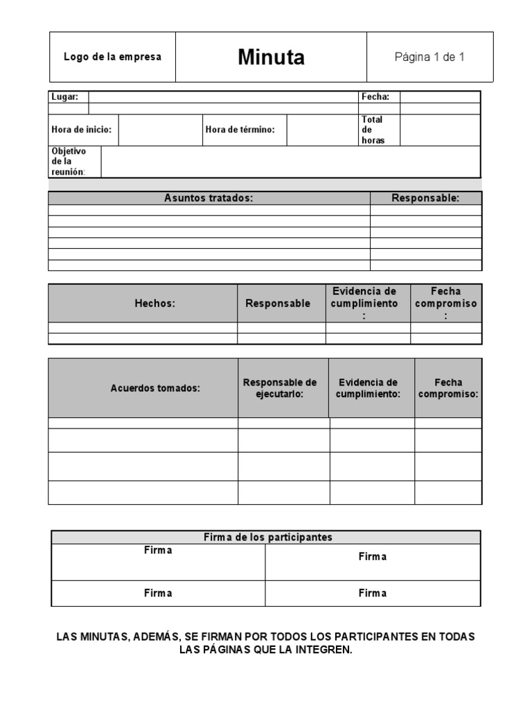 Minuta de Trabajo | PDF