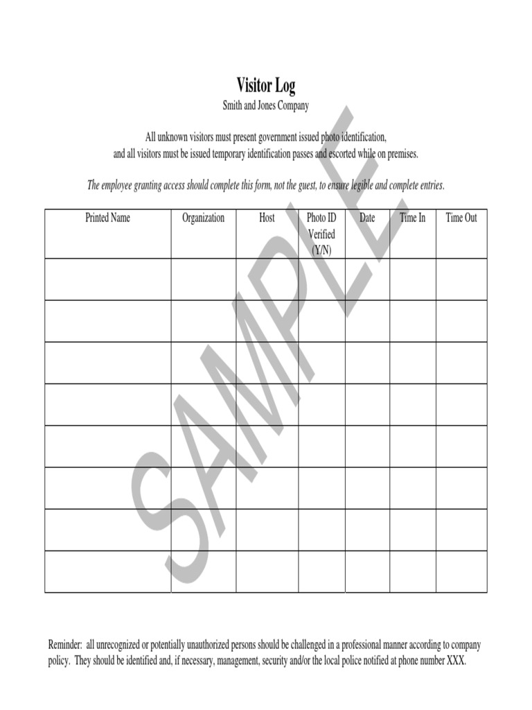 Visitor Log | PDF