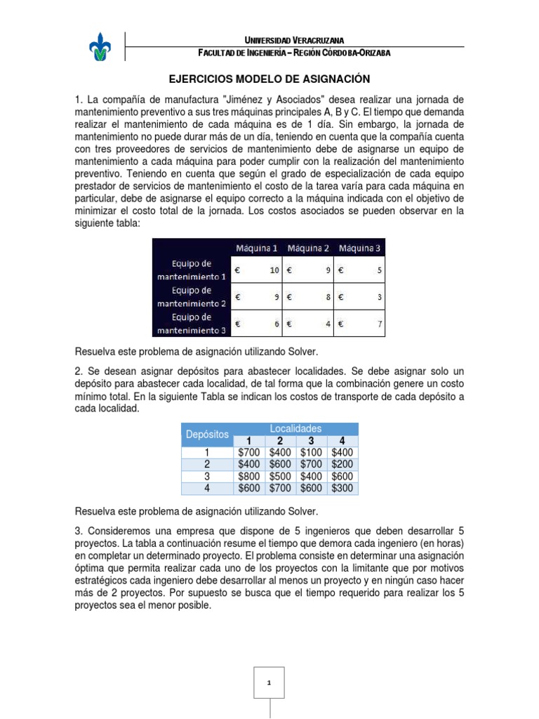 Ejercicios Modelo de Asignación | PDF Ejercicios Modelo de Asignación | PDF