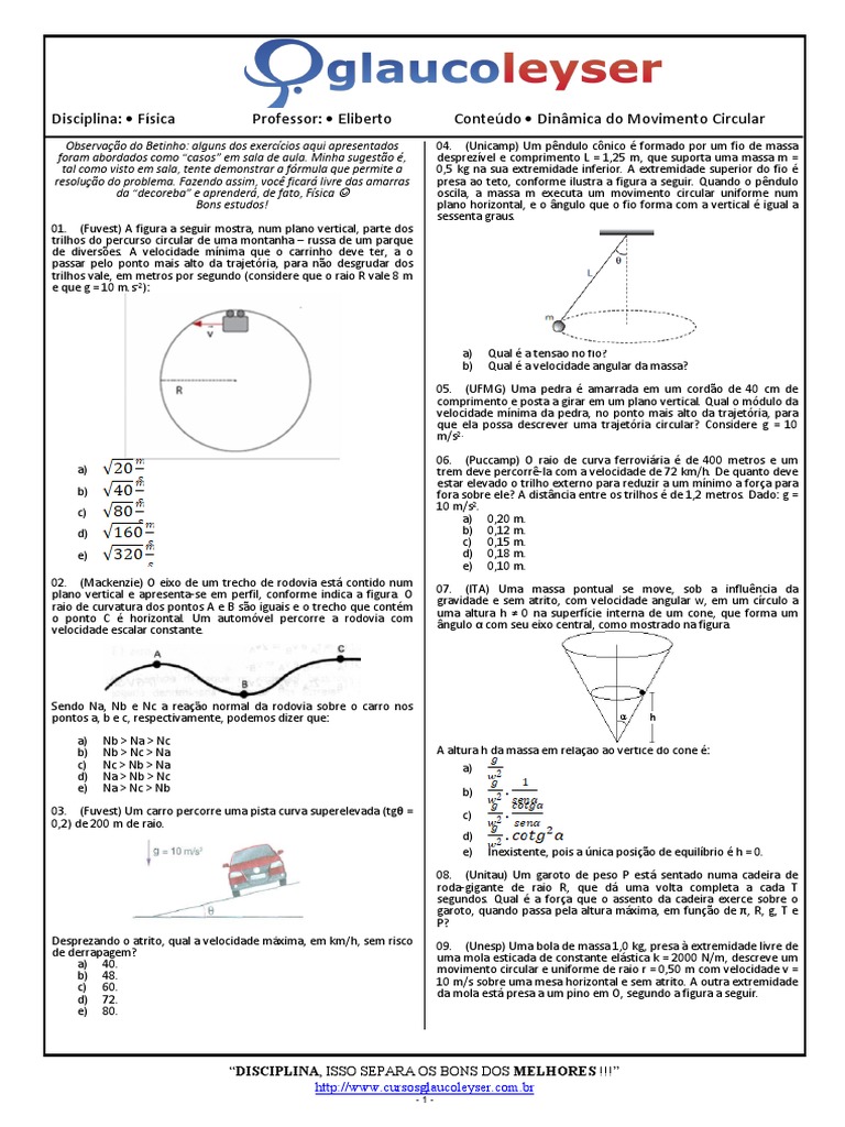 Dinâmica Do Movimento Circular | PDF