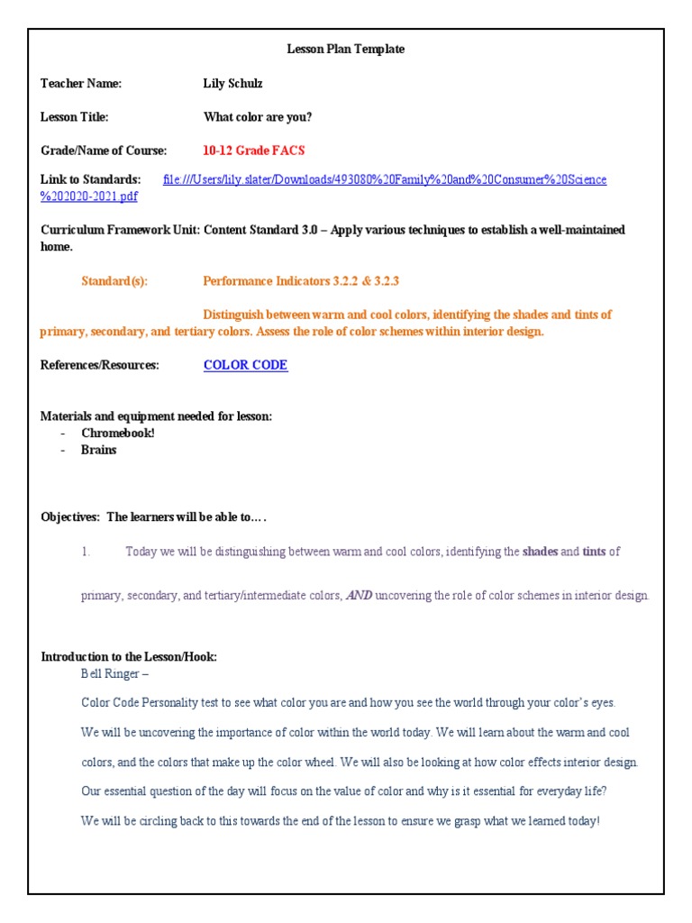 October Lesson Plan | Download Free PDF | Color | Image Processing