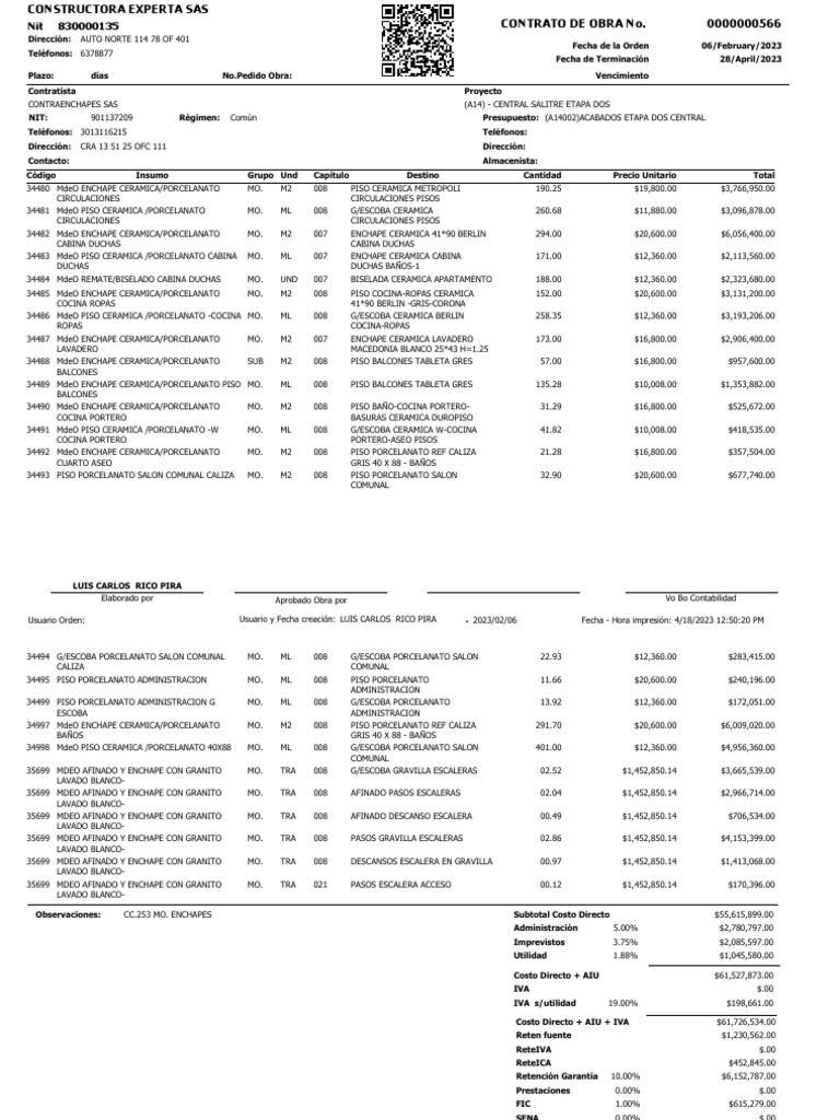 Contrato Contraenchapes 566 2 | PDF