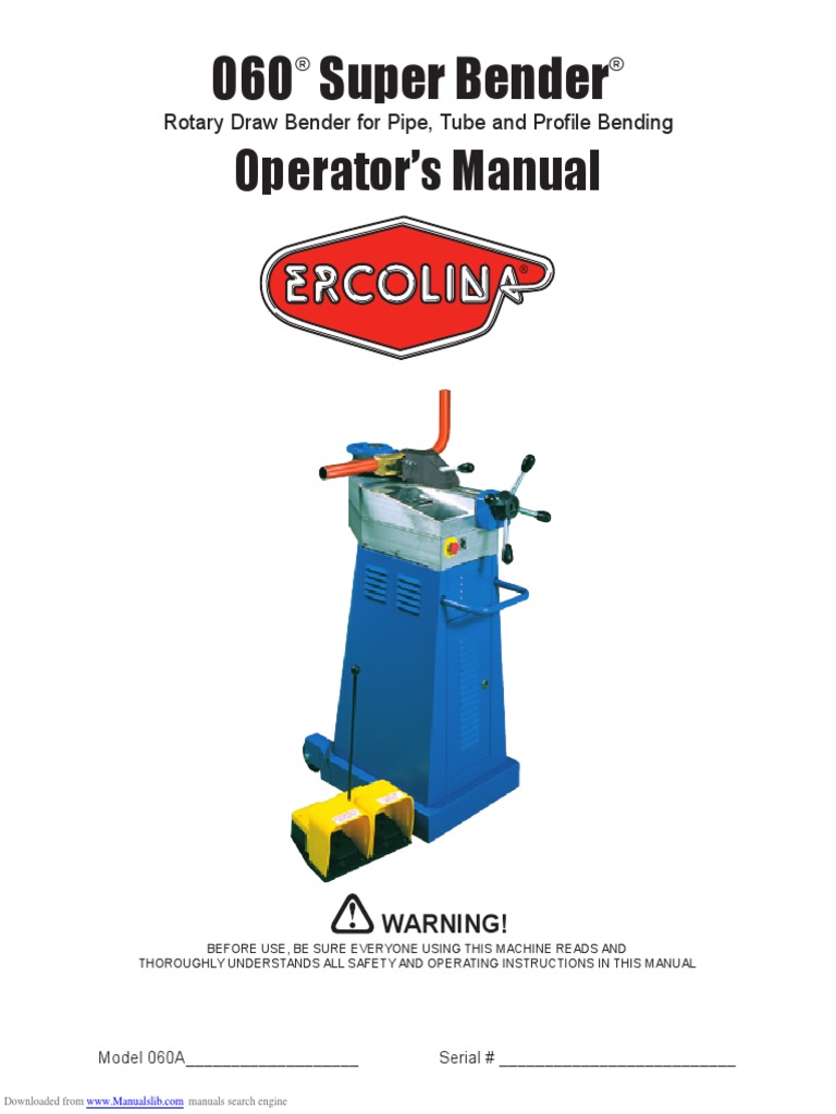 Operator's Manual: 060 Super Bender | PDF | Pipe (Fluid Conveyance ...