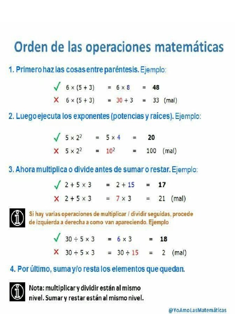 Orden de Las Operaciones Matematicas | PDF