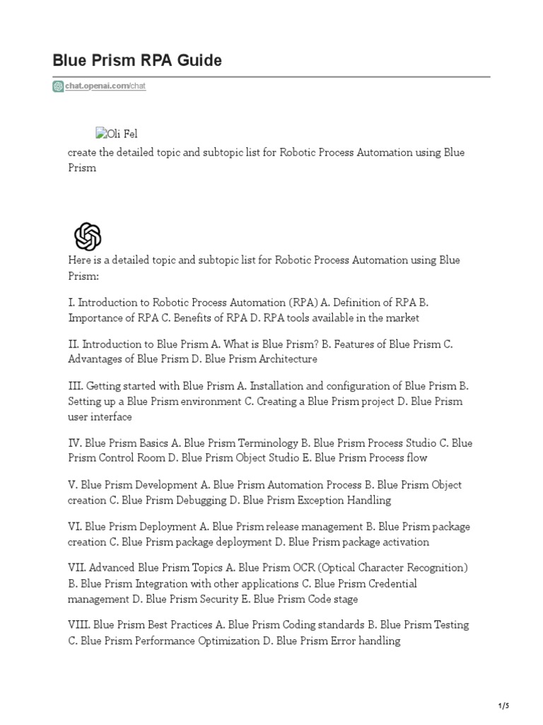 Blue Prism RPA Guide | PDF | Automation | Software