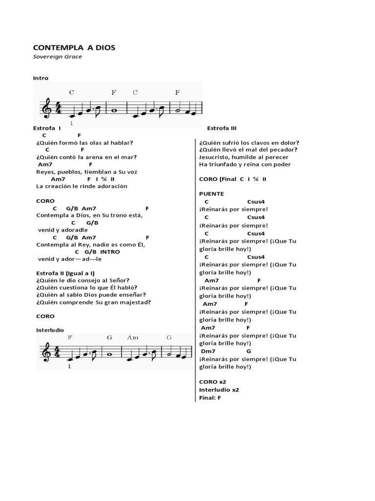 Contempla a Dios: Himno de Adoración | PDF