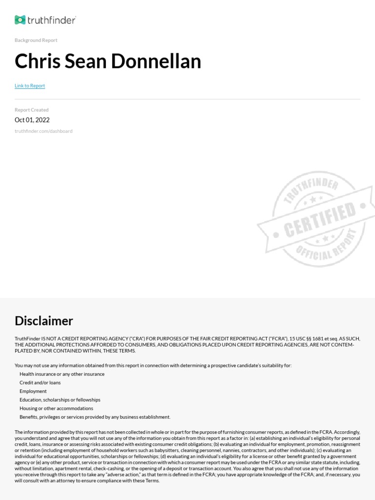 Background Report for Christopher Donnellan | PDF