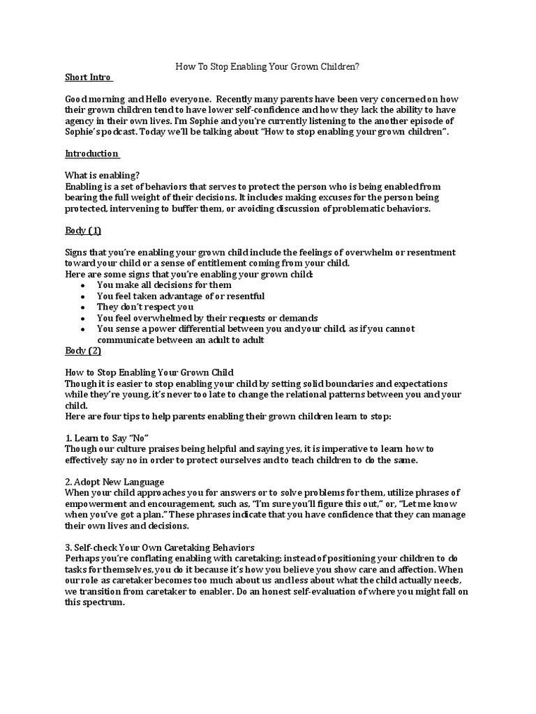 How To Stop Enabling Your Grown Children? | PDF