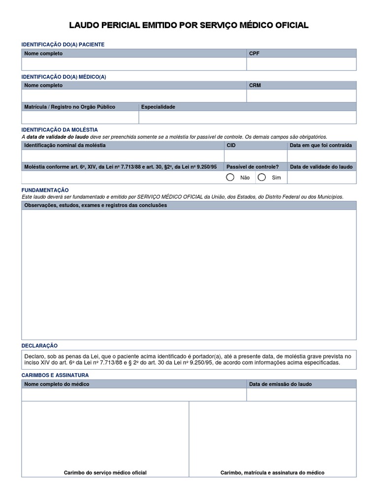 Laudo Pericial Médico Oficial | PDF