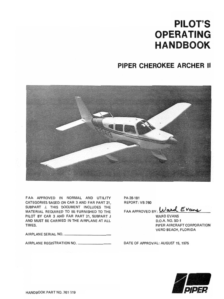Piper Cherokee Archer II - POH | PDF | Airspeed | Atmospheric Pressure