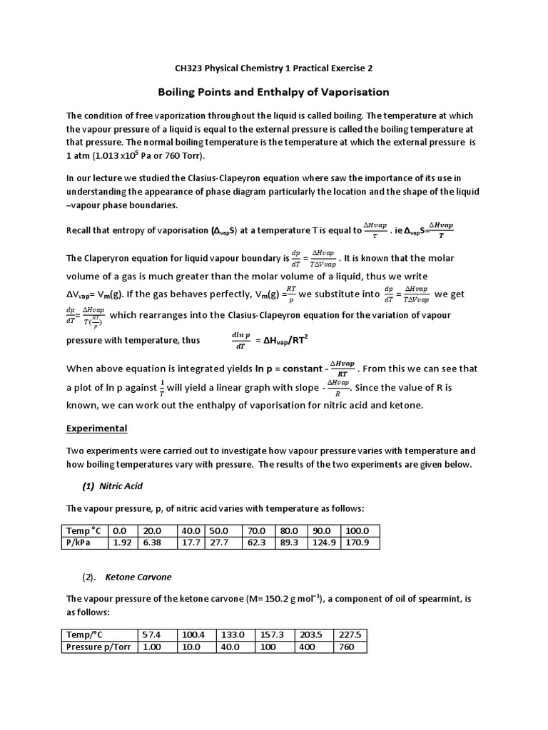 Ch323 Physical Chemistry 1 Practical 2 Pdf 