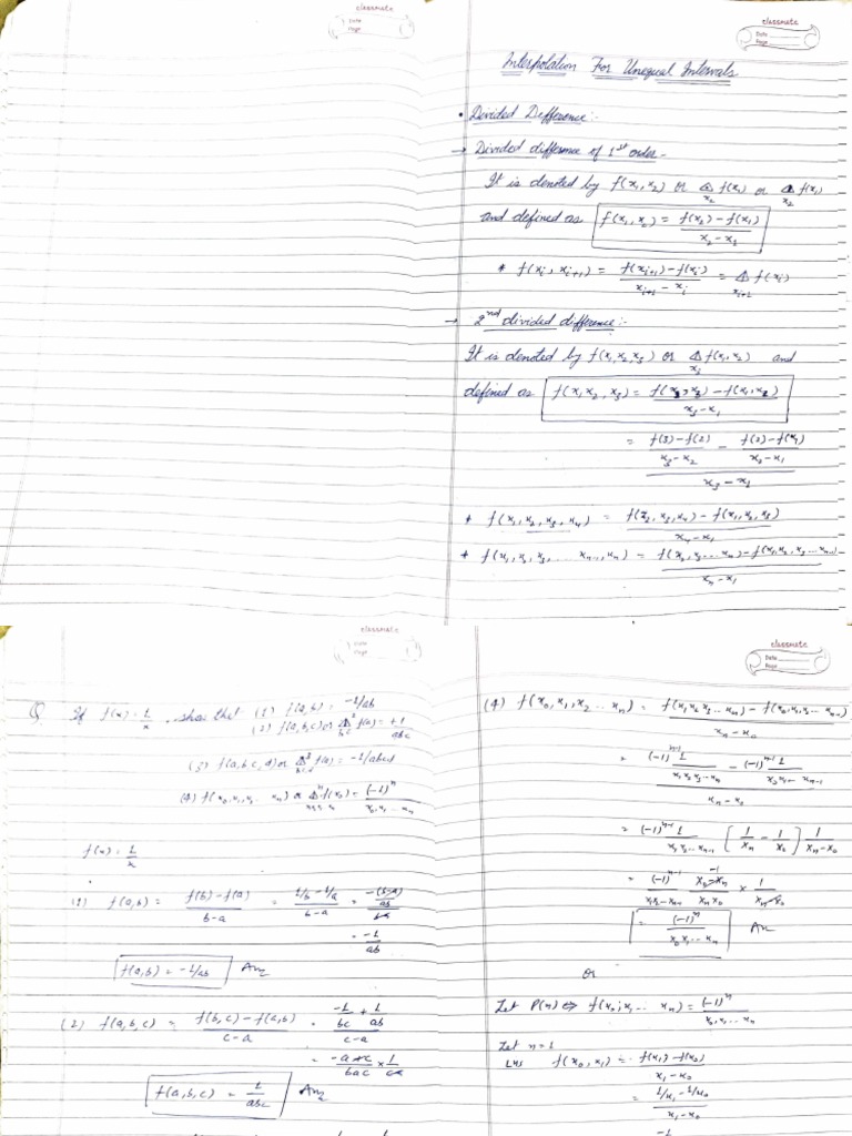 Interpolation For Unequal Intervals | PDF