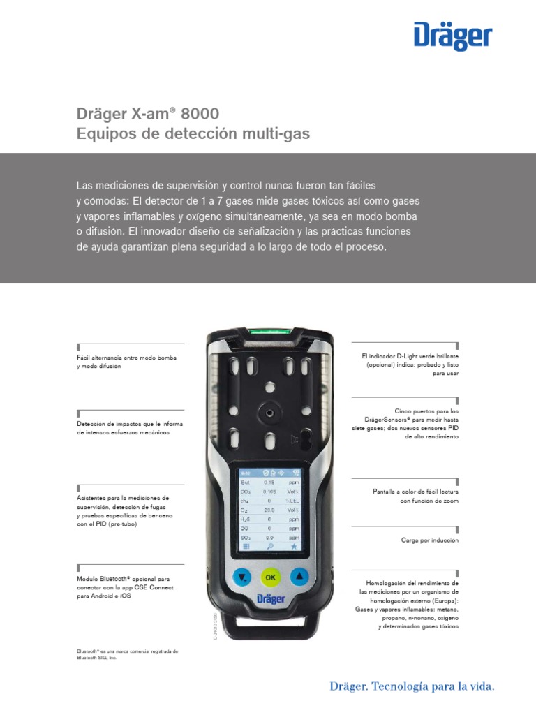 Dräger X-Am 8000 Equipos de Detección Multi-Gas: Bluetooth® Es Una ...