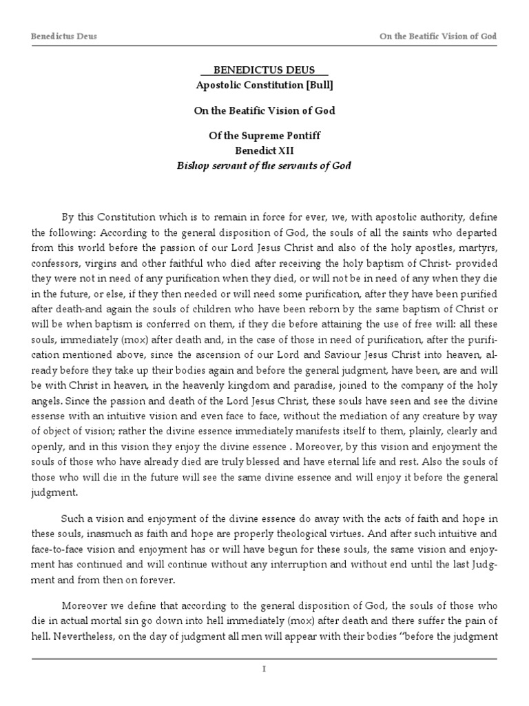 Benedictus Deus: Beatific Vision Defined | PDF