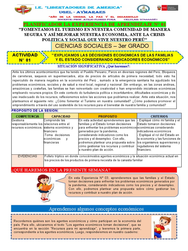 Experiencia De Aprendizaje 01 Ciencias Sociales Actividad 01 3ero