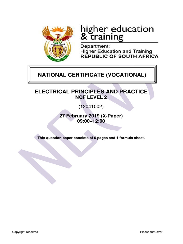 National Certificate (Vocational) : NQF Level 2 | PDF | Transformer ...