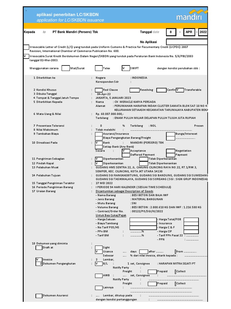 Form Isian SKBDN Fin 700 | PDF