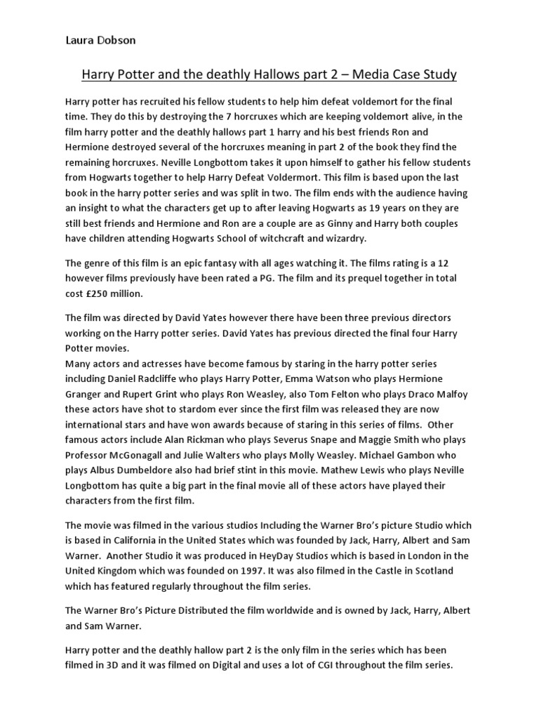 Harry Potter: Deathly Hallows Part 2 Case Study | PDF | Fictional ...