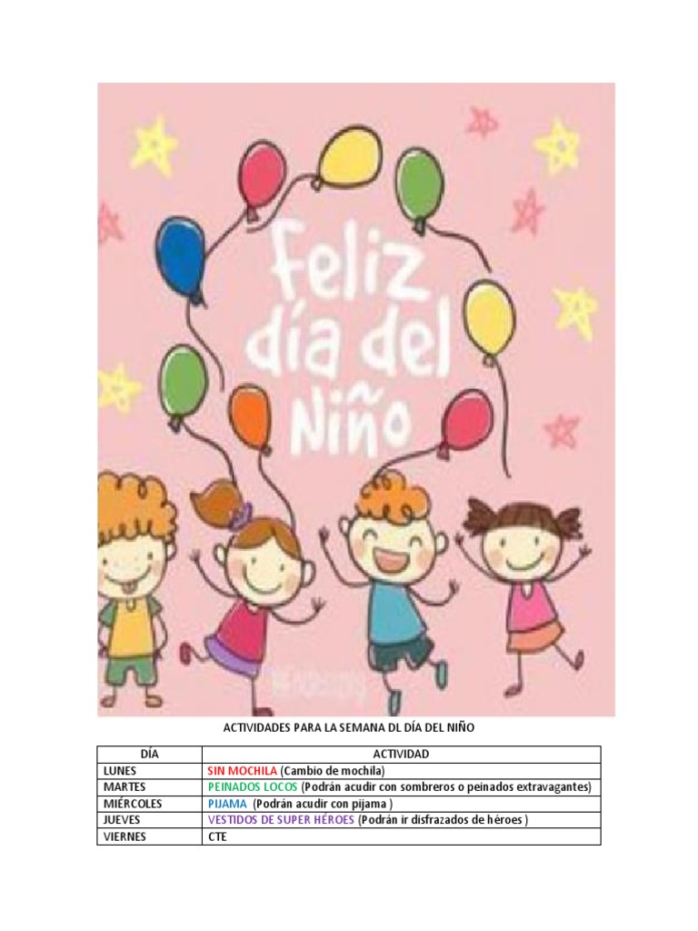 Actividades para La Semana DL Día Del Niño | PDF