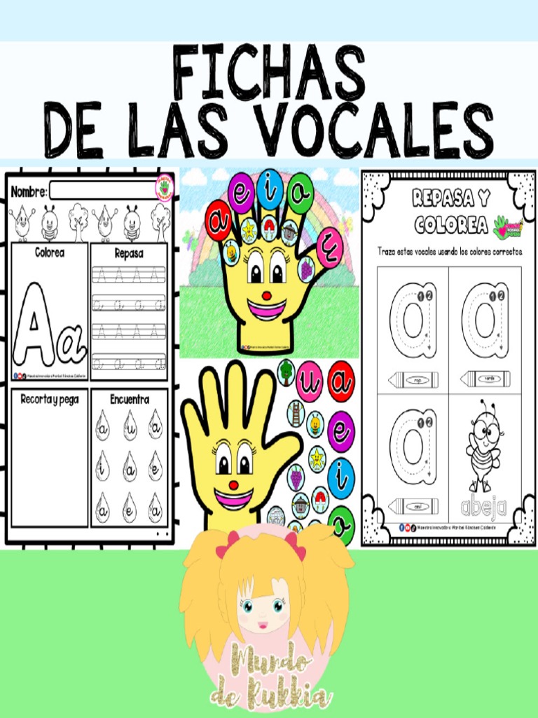 Fichas para aprender trazos de vocales recopilado por Mundo de Rukkia | PDF