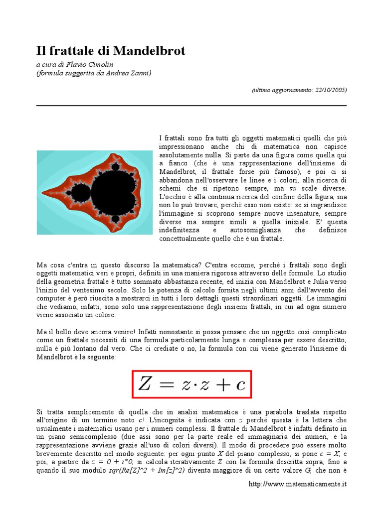 Formula Frattale Mandelbrot | PDF