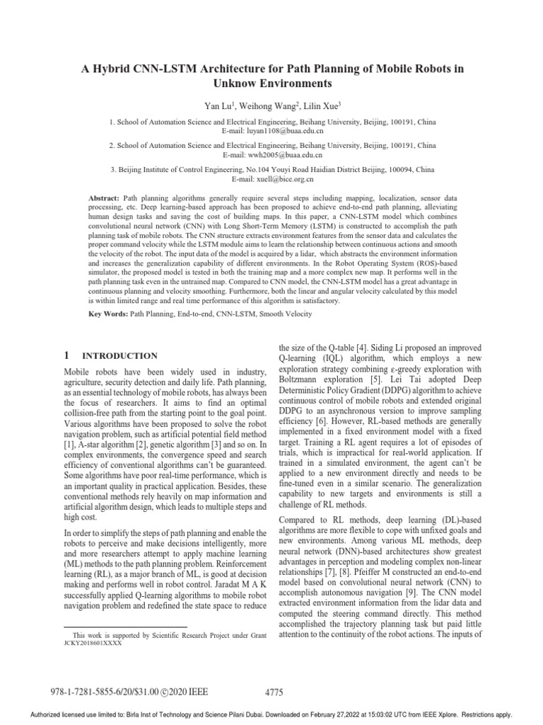 A Hybrid CNN-LSTM Architecture For Path Planning of Mobile Robots in Unknow Environments | PDF ...