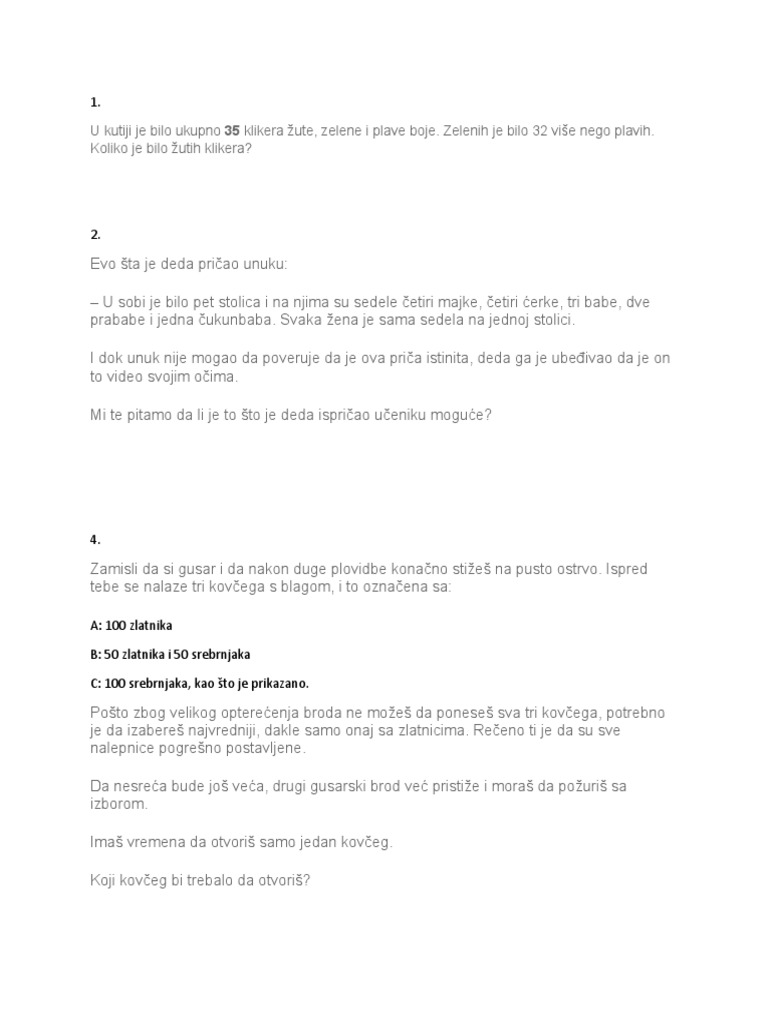 Matematika - Logicki Zadaci | PDF