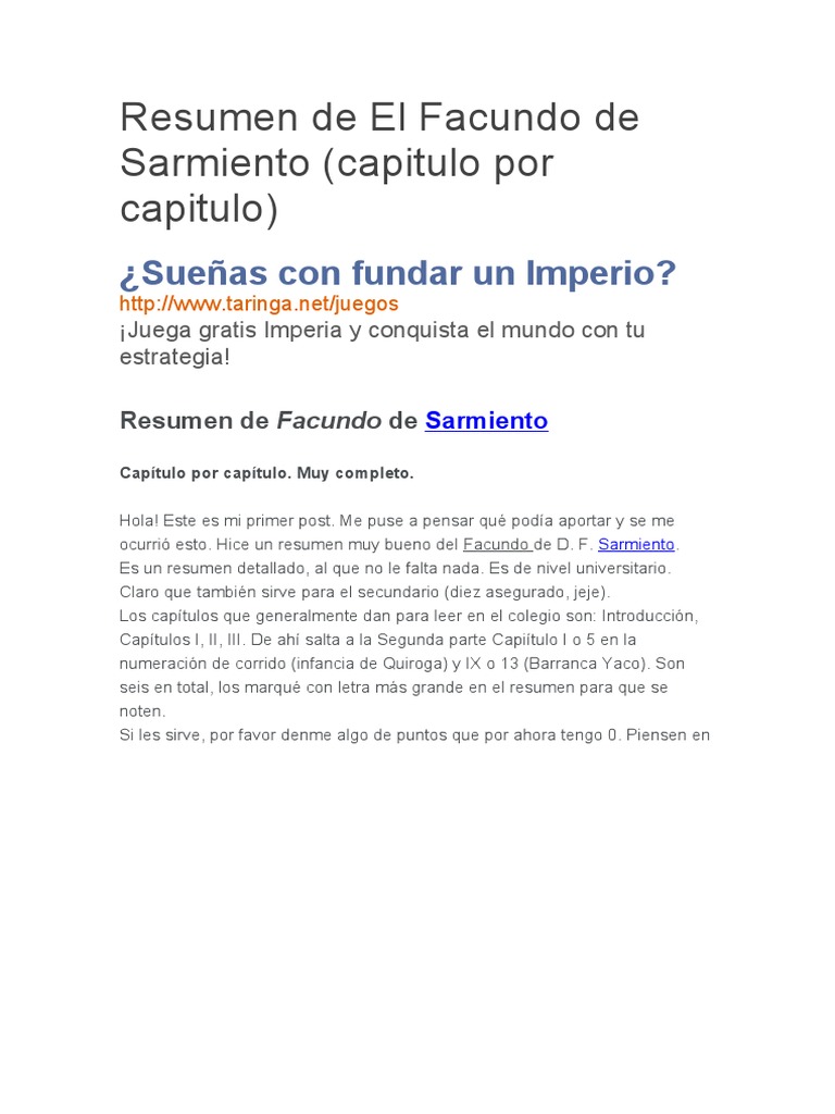 Resumen de El Facundo de Sarmiento | PDF