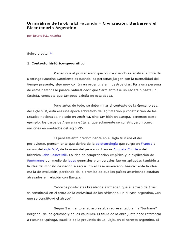 Un Análisis de La Obra El Facundo | PDF | Clásicos
