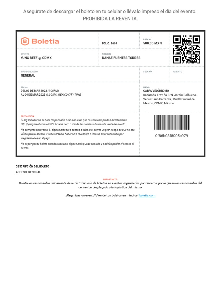Boleto Yung Beef CDMX: Acceso General | PDF