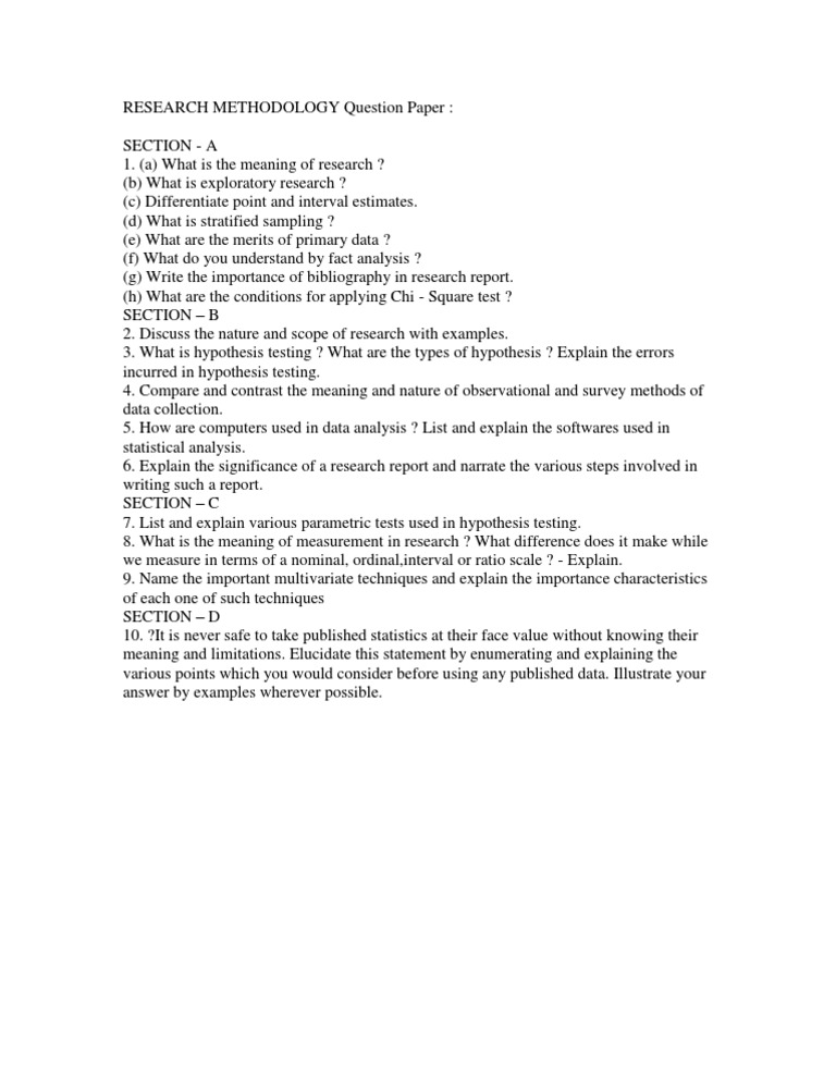 Research Methodology Exam Guide | PDF | Art | Computers