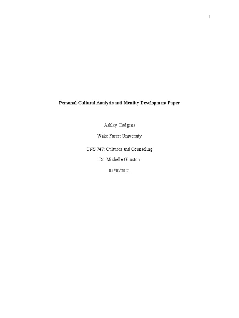 Personal-Cultural Analysis and Identity Development Paper 1 | PDF ...