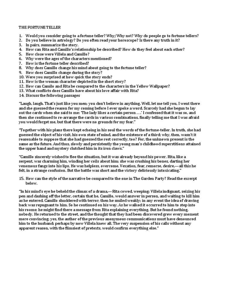 The Fortune Teller Pdf