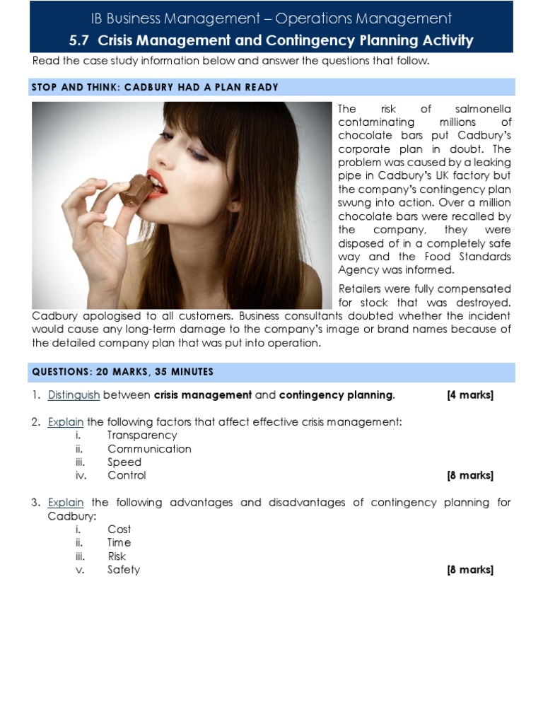 5.7a Activity - Crisis Management and Contingency Planning Activity | PDF | Finance & Money ...