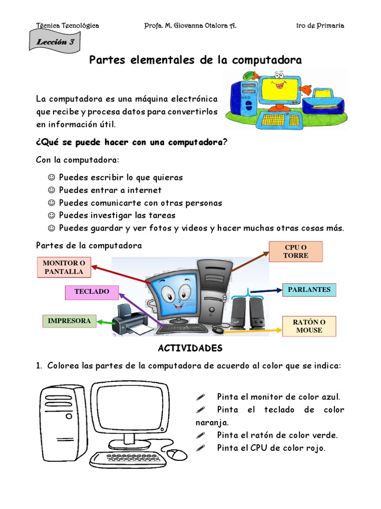 Partes de la Computadora para Niños | PDF | Informática