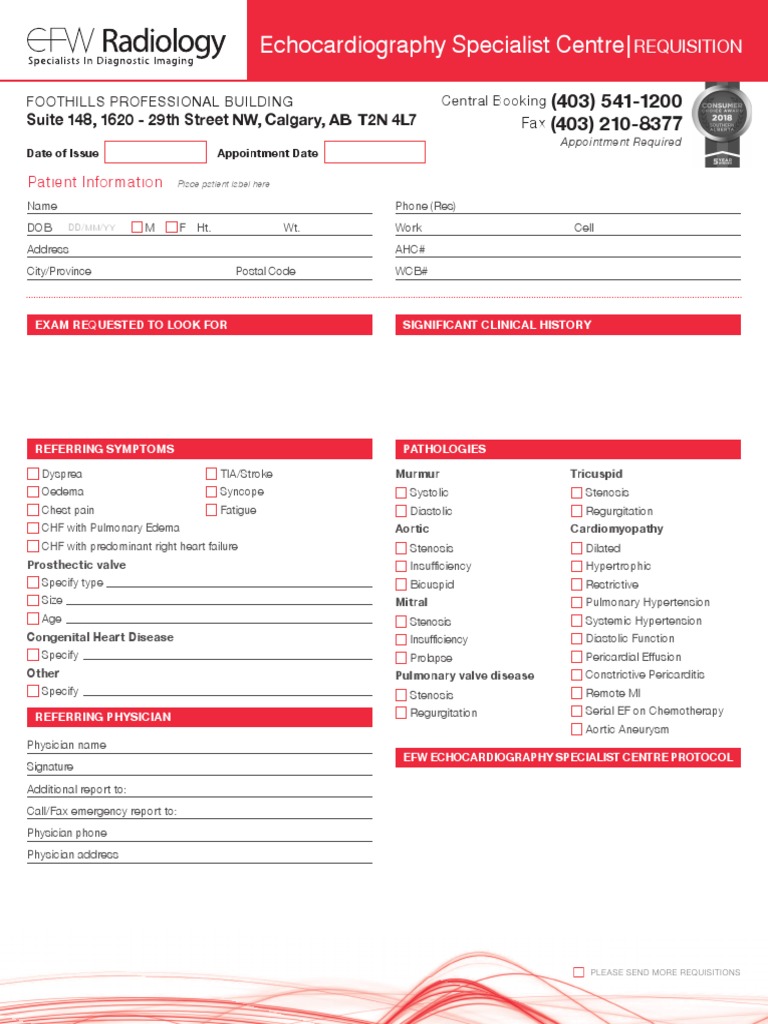 Echocardiography Requisition Form | PDF | Echocardiography | Thorax ...
