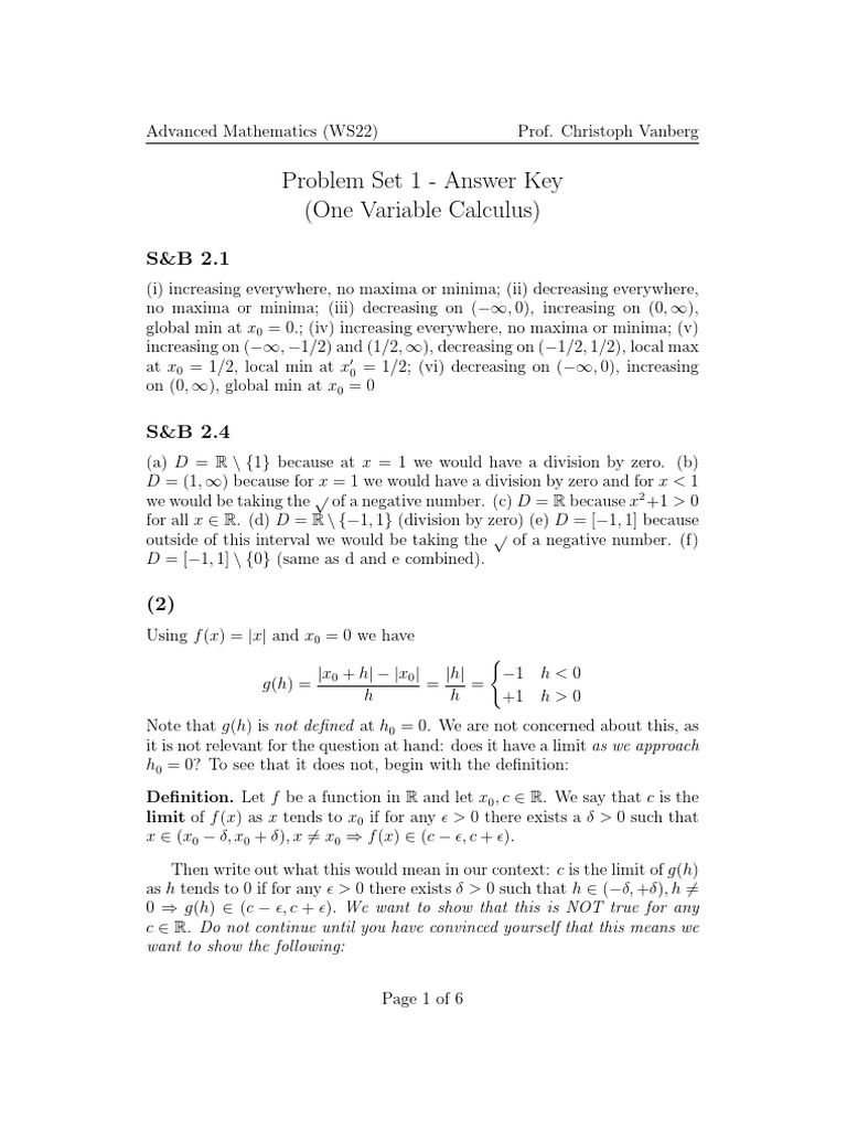Advanced Math PS1 Solution | PDF | Mathematics | Mathematical Analysis