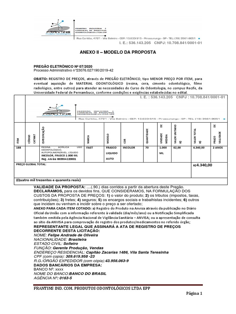 FRANTINS Proposta e Habilitao | PDF | Águas residuais | Efluente