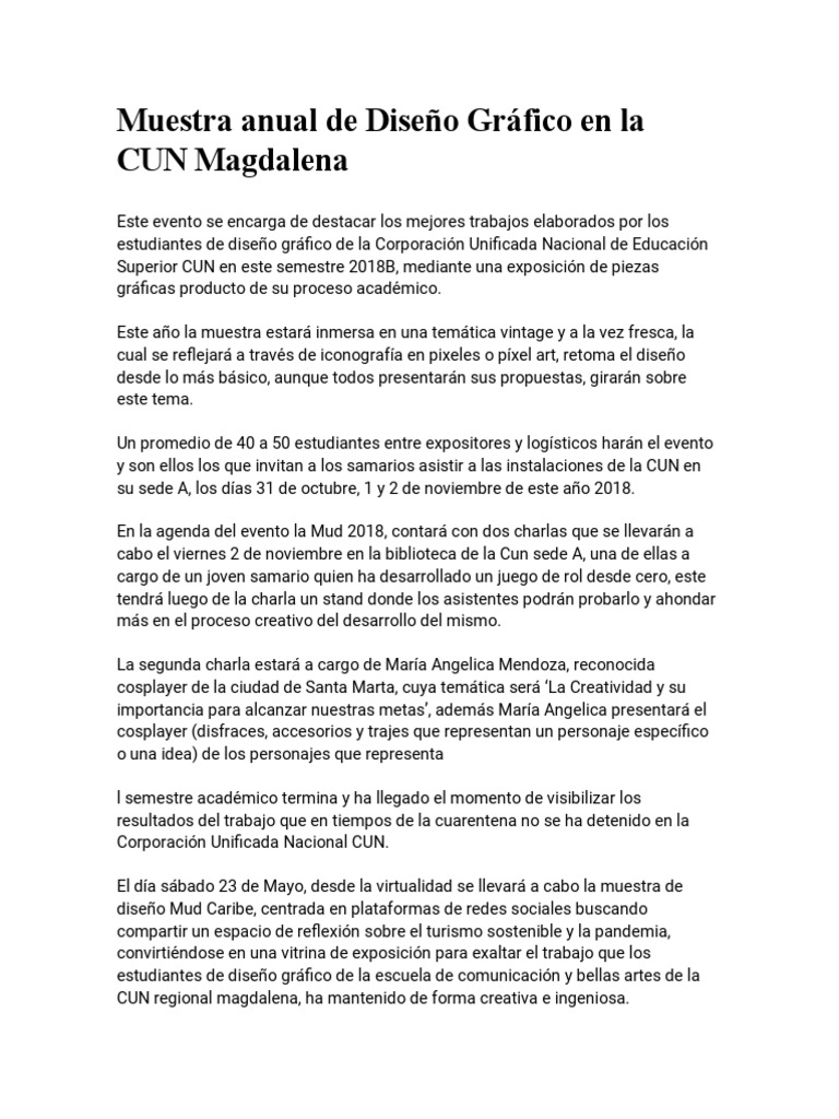 Muestra Anual de Diseño Gráfico en La CUN Magdalena | PDF | Diseño