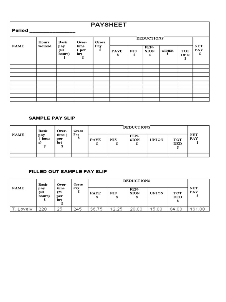 Sample Pay Slip Template | PDF