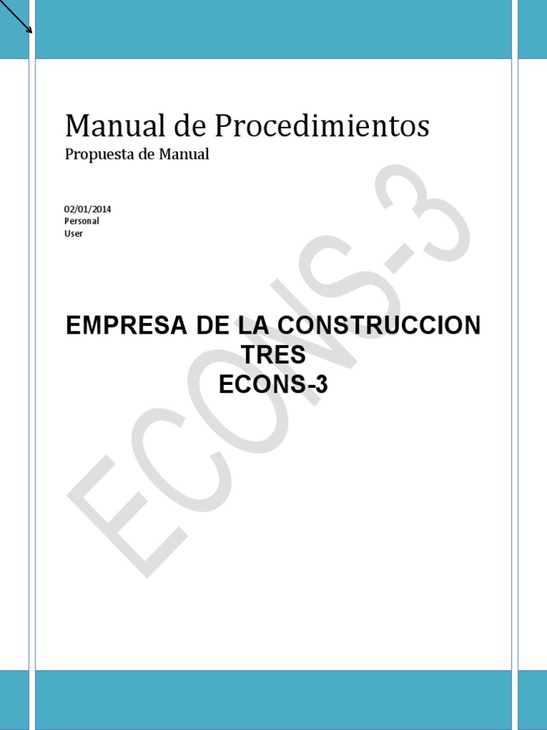 Manual de Procedimientos: Empresa de La Construccion Tres Econs-3 | PDF | Contabilidad | Auditoría