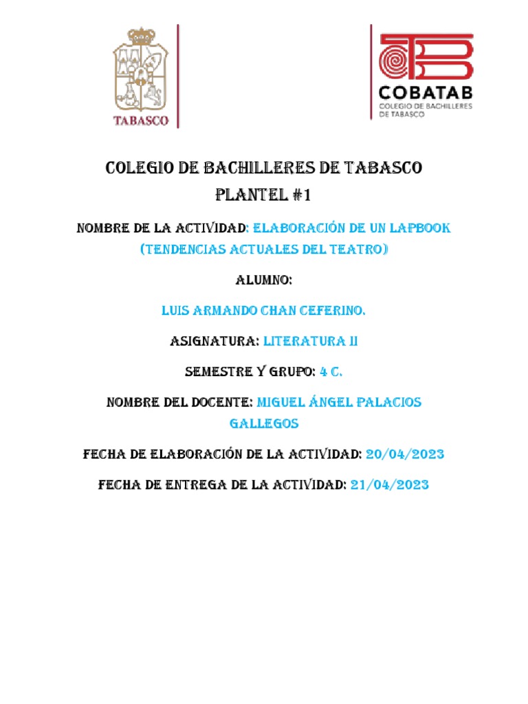 Elaboración de Un Lapbook (TENDENCIAS ACTUALES DEL TEATRO) | PDF Elaboración de Un Lapbook (TENDENCIAS ACTUALES DEL TEATRO) | PDF