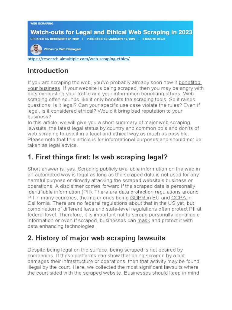 Watch-Outs For Legal and Ethical Web Scraping in 2023 | PDF Watch-Outs For Legal and Ethical Web Scraping in 2023 | PDF