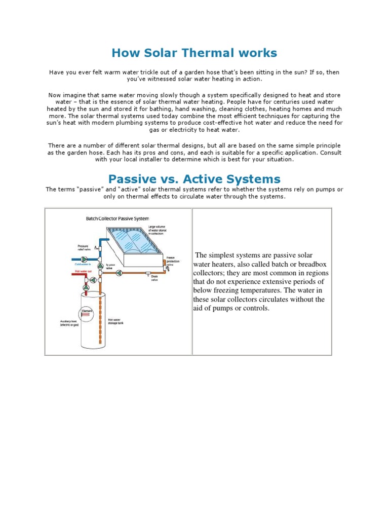 How Solar Thermal Systems Work - Passive, Active, Direct & Indirect ...