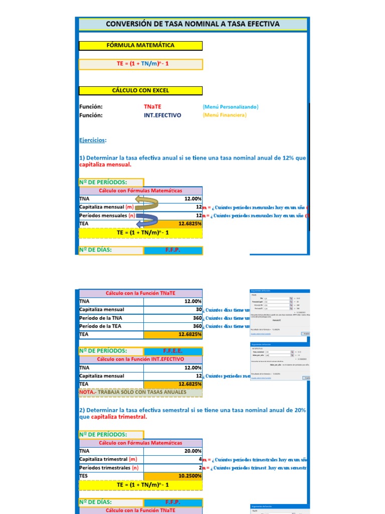 Conversión de Tasa Nominal A Tasa Efectiva: Fórmula Matemática | PDF | Inflación | Problemas ...